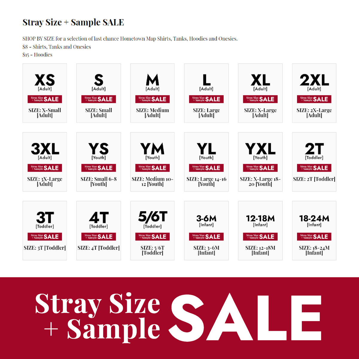 Stray Size + Sample SALE: Last Chance Colours/Styles – Red Door Maps