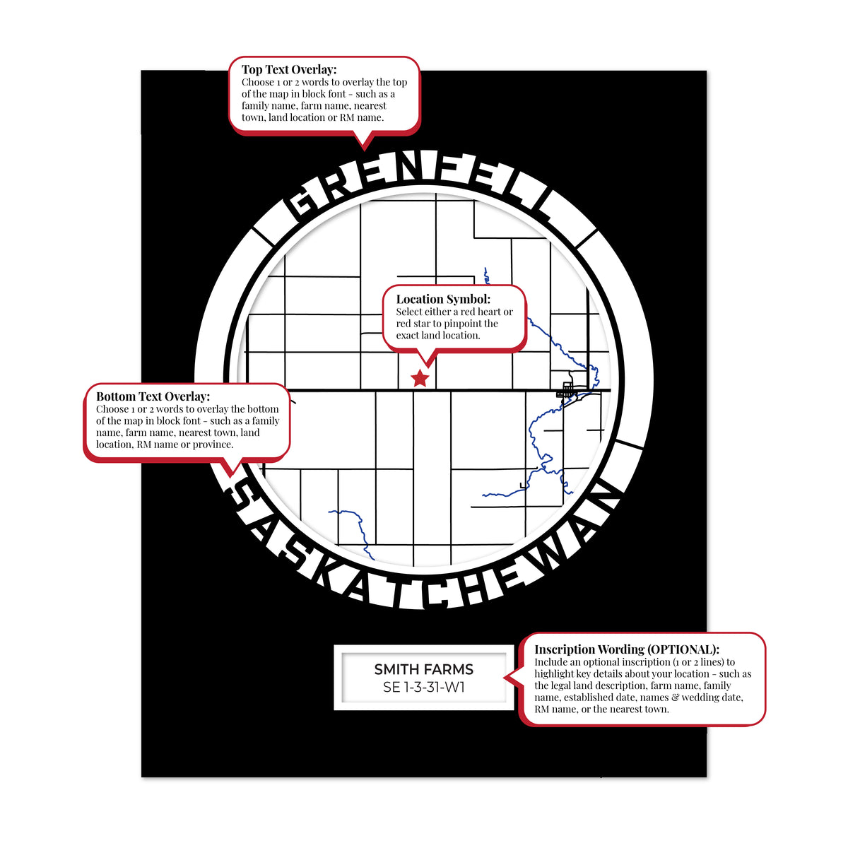 Land Location Map Prints [Perimeter Map Design] – Red Door Maps